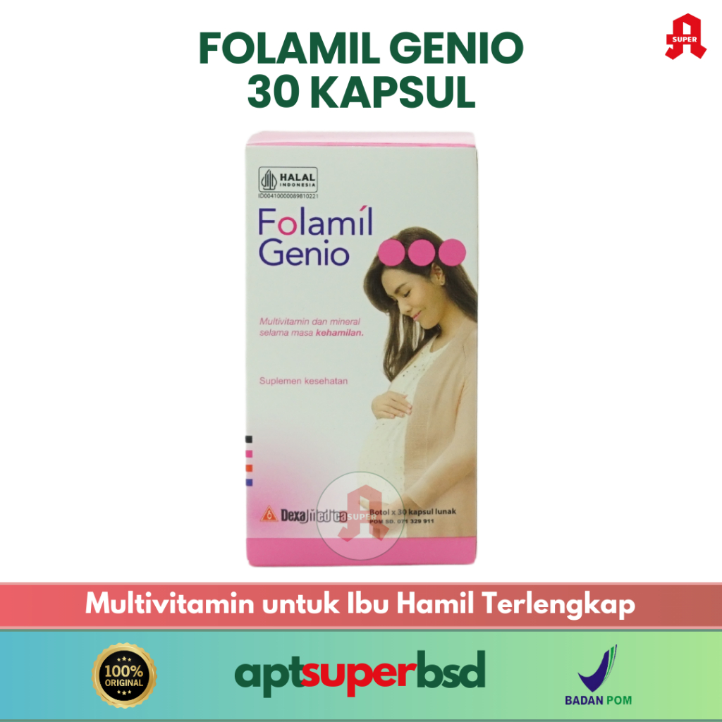 Jual Folamil Genio - 30 Kapsul Lunak - Multivitamin untuk Ibu Hamil ...