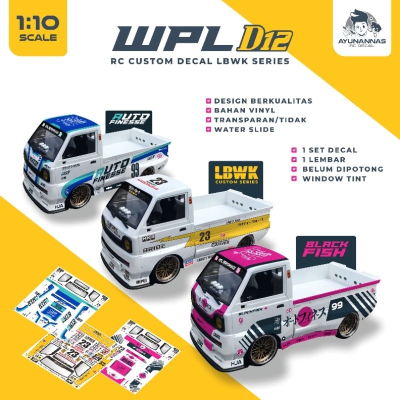 Jual LBWK SERIES Decal Stiker RC WPL D12 skala 1:10 Stiker Rc Pickup ...