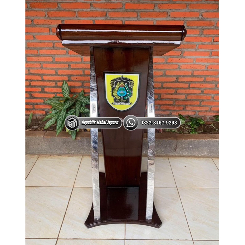 Jual Mimbar Podium Pidato Kayu Jati Mix Stainless | Shopee Indonesia
