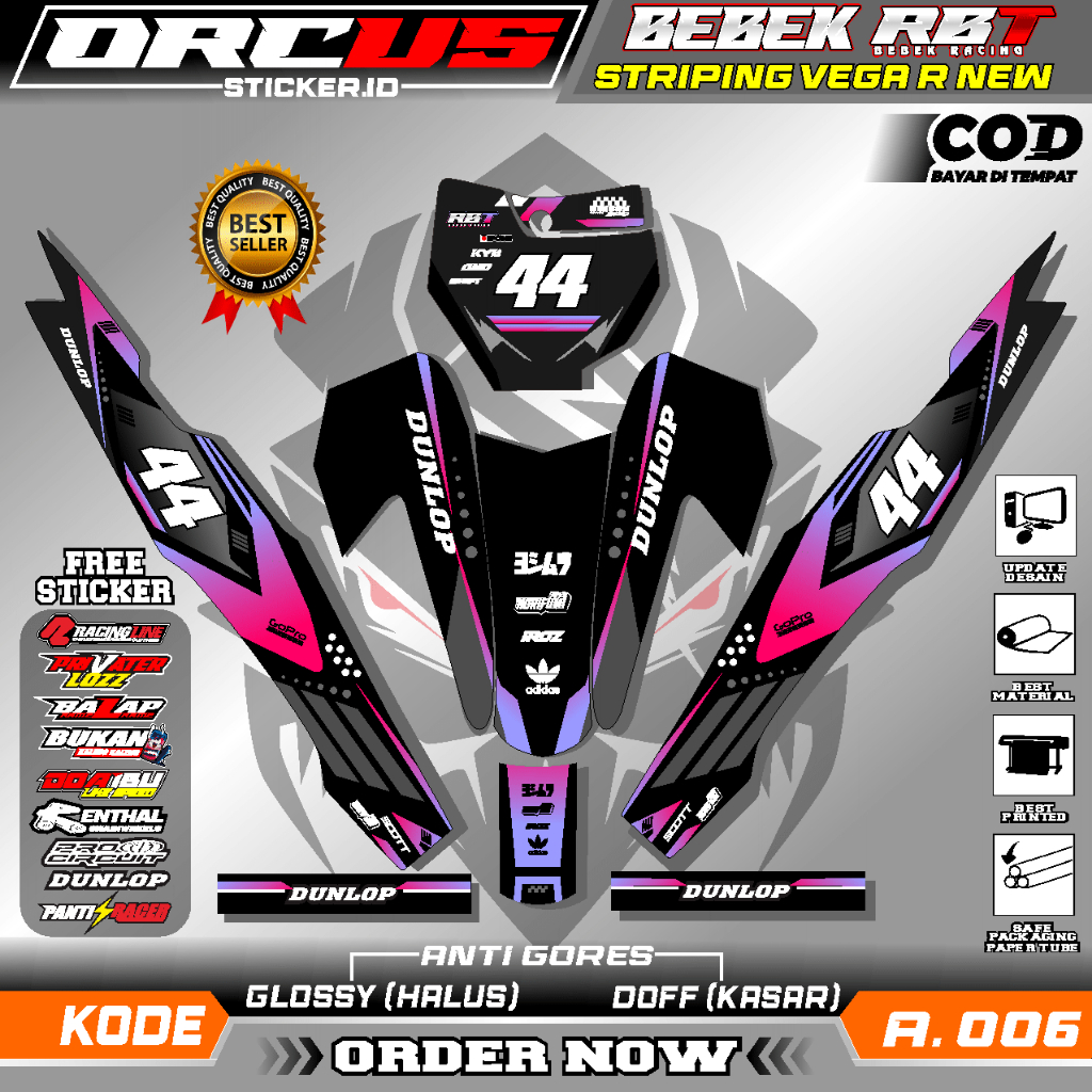 Jual ( COD ) STICKER STRIPING VEGA R NEW MOTOR RBT BEBEK MODIF ...