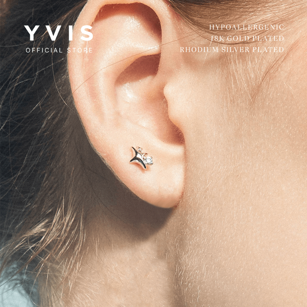 Jual YVIS Night Sky Stud Earrings | 18K Gold Plated Hypoallergenic ...