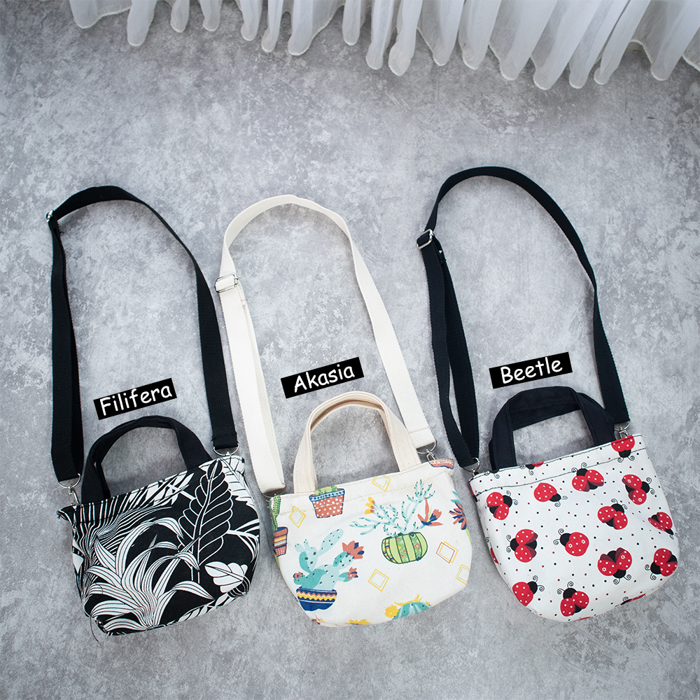 Jual Totebag Canvas Mini Kecil Tote bag Kanvas Slingbag Mini FLR ...