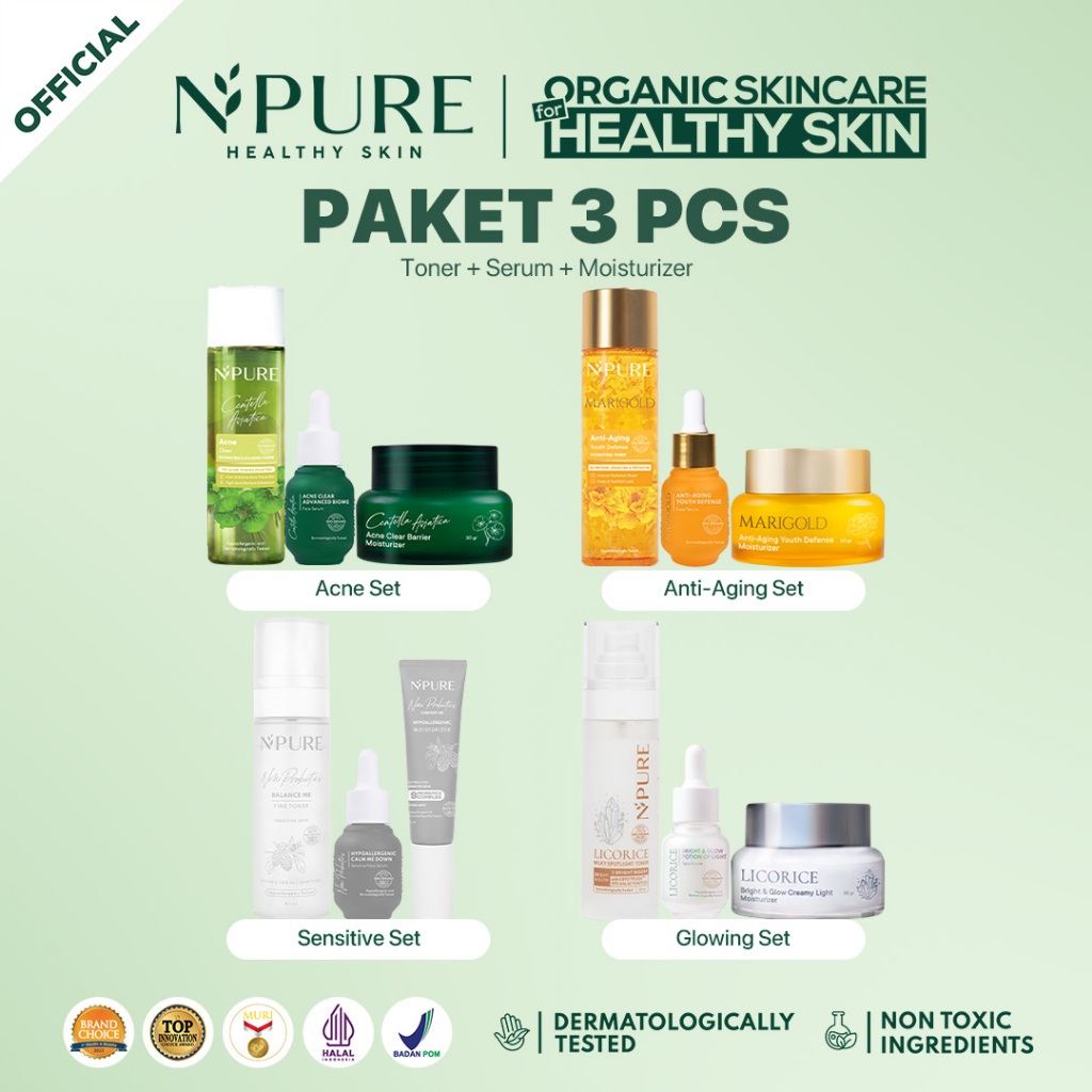 Jual PAKET HEMAT 3PCS - NPURE BUNDLING Toner + Serum + Moisturizer ...