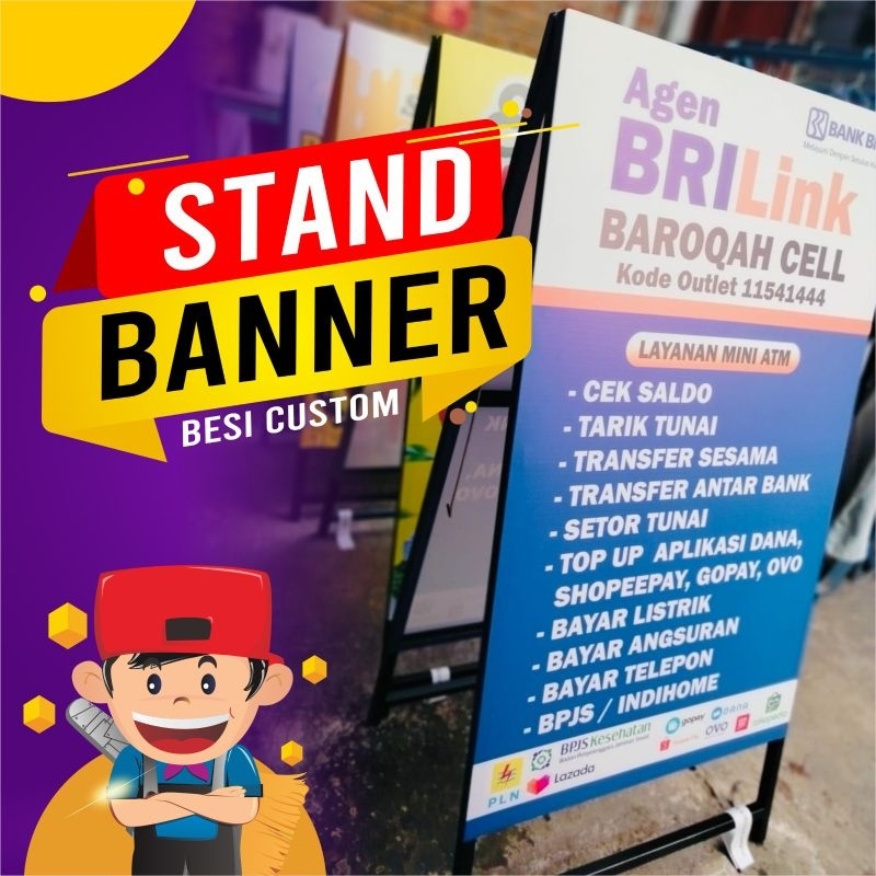 Jual (bisa custom)STANDING BANNER BESI/SPANDUK BESI SEGITIGA LIPAT 2 ...