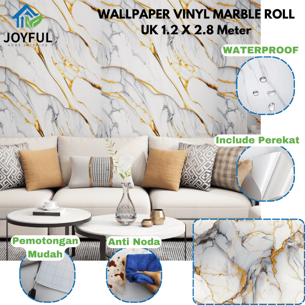 Jual Wallpaper Vinyl Marble Roll Tebal 2.5 mm (120cm x 2.8 Meter) - High Quality | Shopee Indonesia
