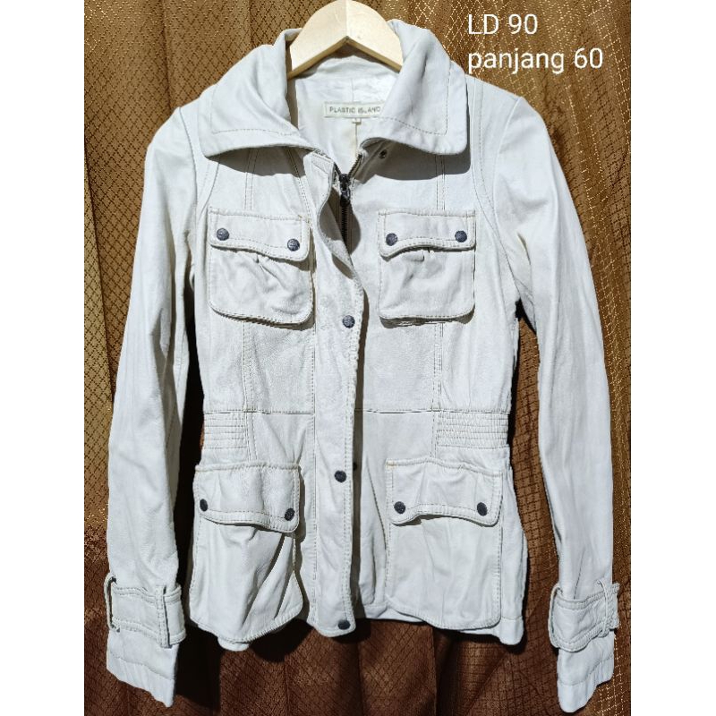 Jual jaket kulit wanita tebal jaket kulit asli putih jaket kulit asli ...