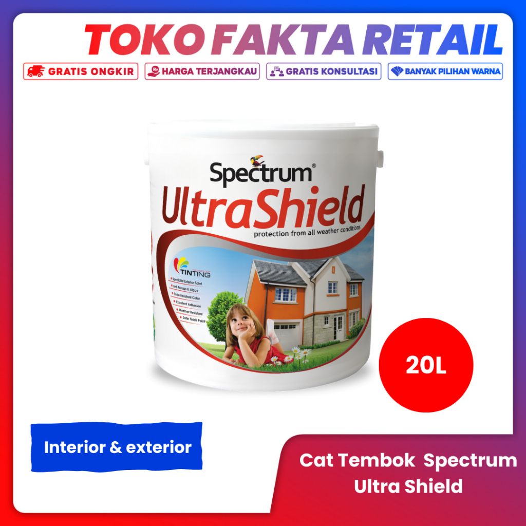 Jual Cat Tembok Spectrum Ultrashield Flat Super White Warna Putih - 20 ...
