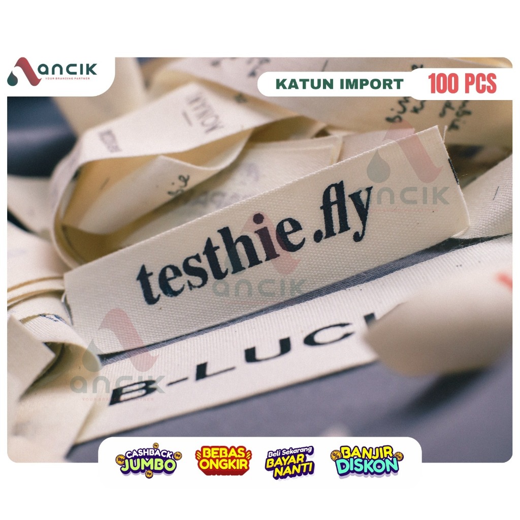 Jual 100pcs custom / label katun import / label piterban / slip kaos ...