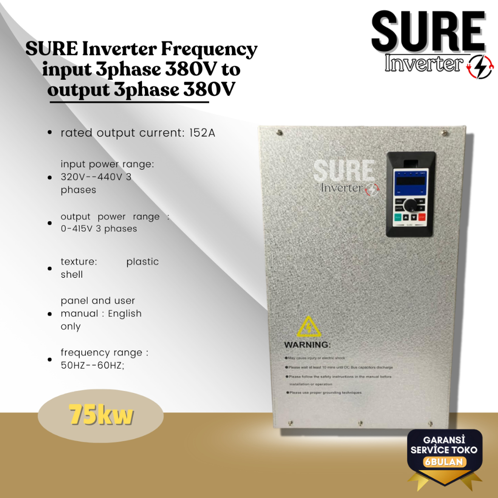 Jual Inverter Frequency SURE 75KW 380V 3Phase Input TO 3PHASE 380V ...