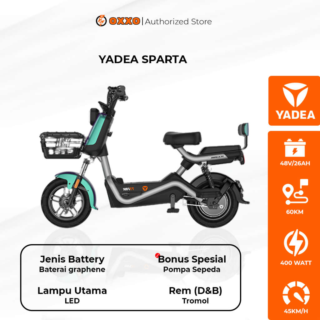 Jual YADEA Sepeda Listrik Sparta 400W 48V/26Ah | Shopee Indonesia