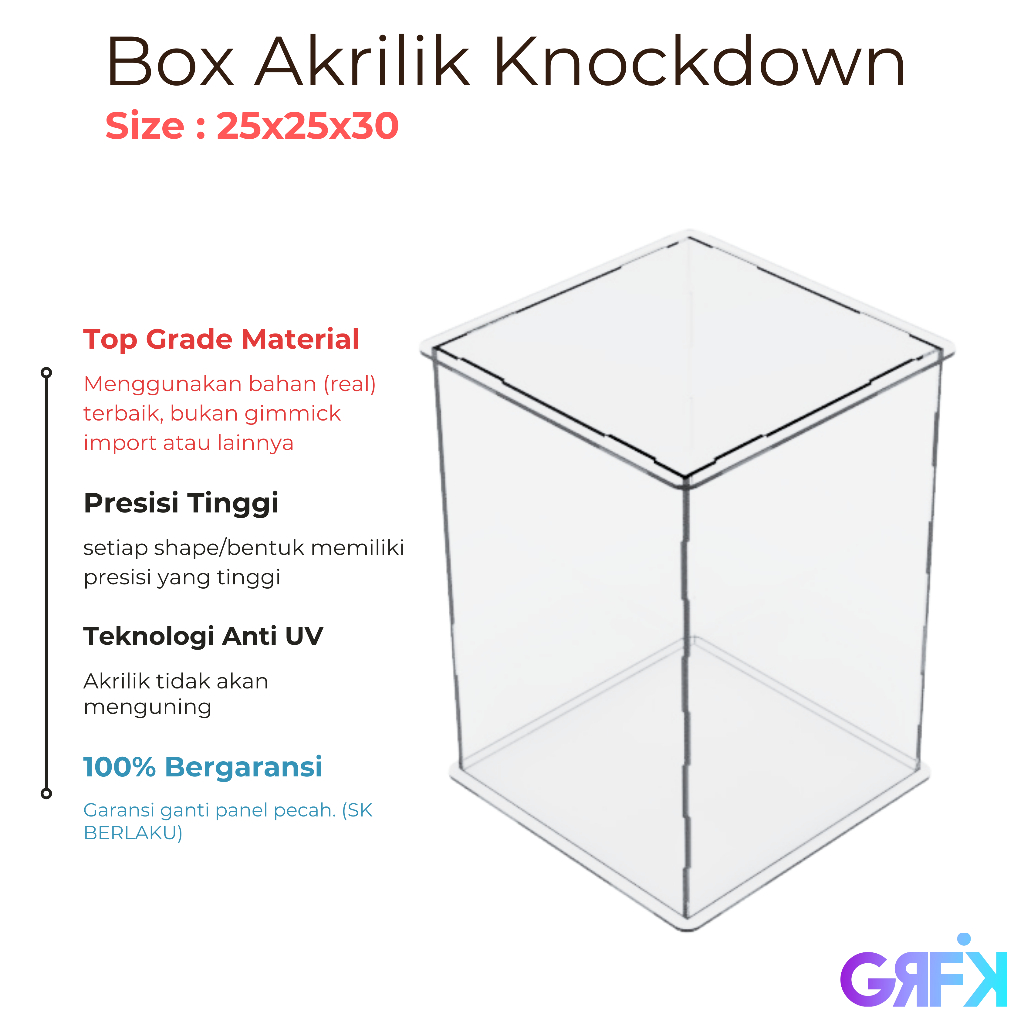Jual BOX ACRYLIC/AKRILIK UKURAN 25X25X30 BONGKAR PASANG TOP QUALITY ...
