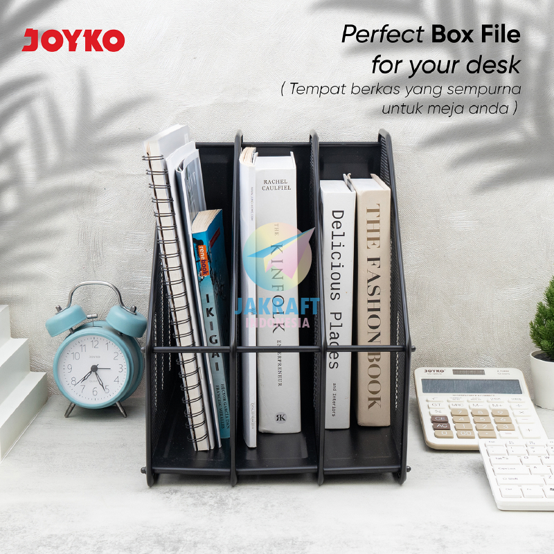 Jual (1 Unit) Magazine Box File 3 Susun Rakit Portable JOYKO BOF-66 Warna Hitam Black 3 Rows A4 ...