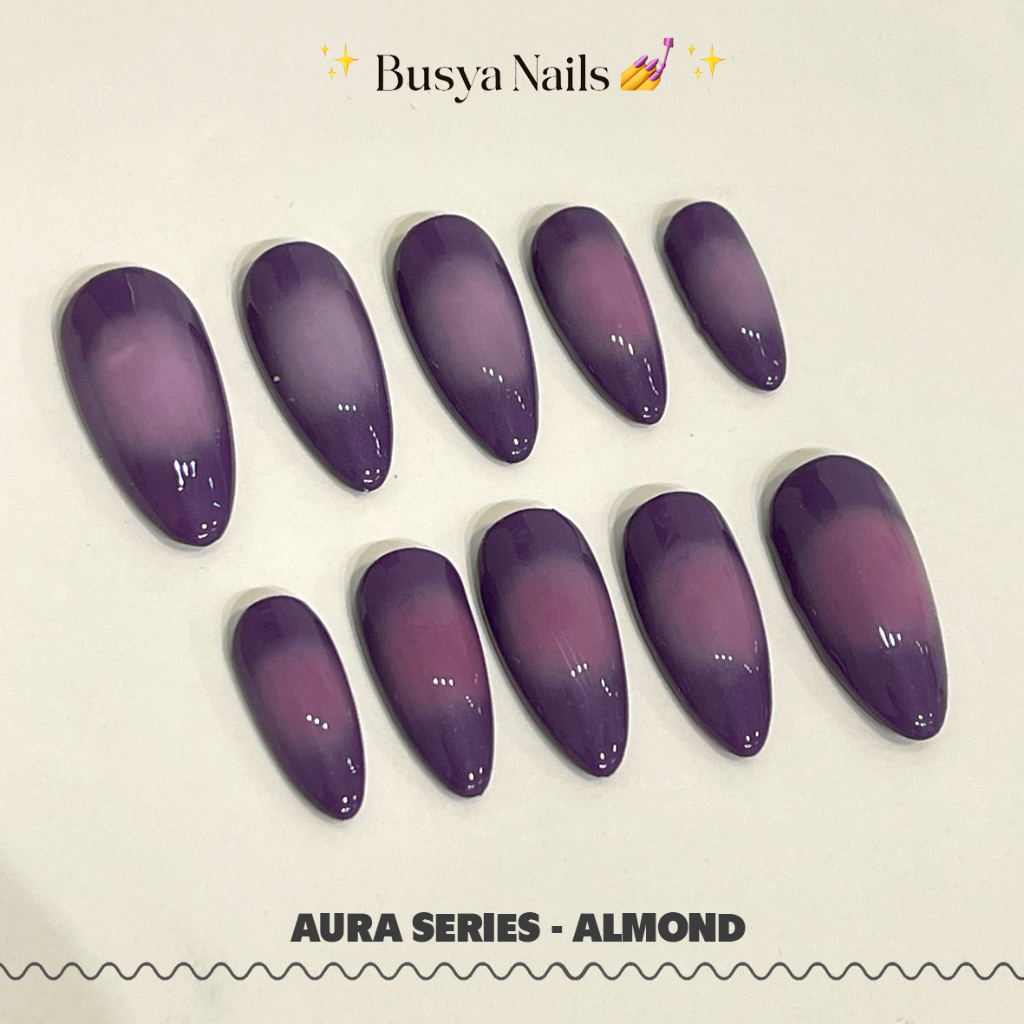 Jual Busya Nails - Pressed On Nails Gel Aura Nail Art Almond Free ...