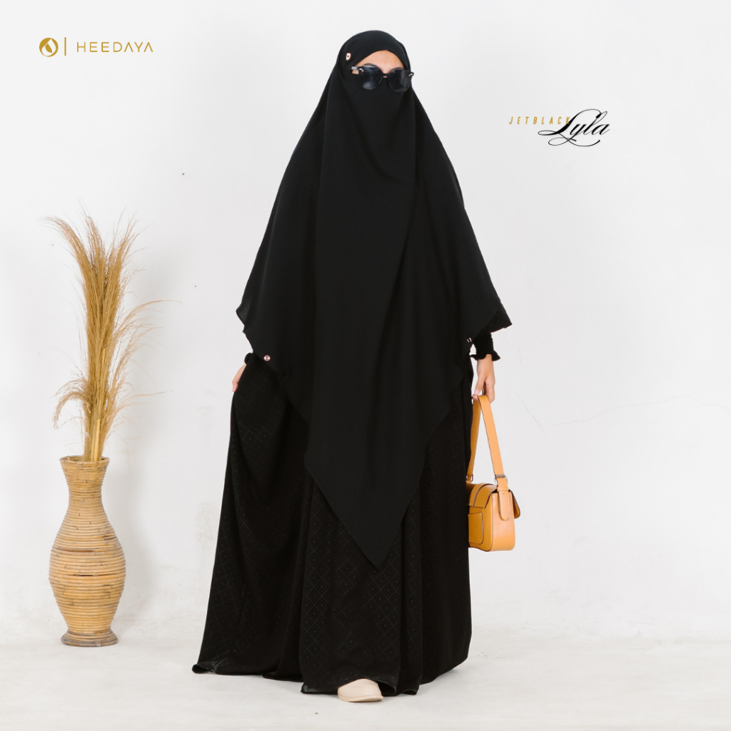 Jual HEEDAYA_LYLA One Set abaya french khimar jetblack hitam pekat ...