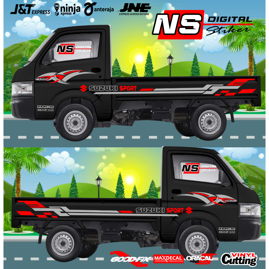 Jual cutting sticker mobil pickup new carry sticker stiker list bak ...