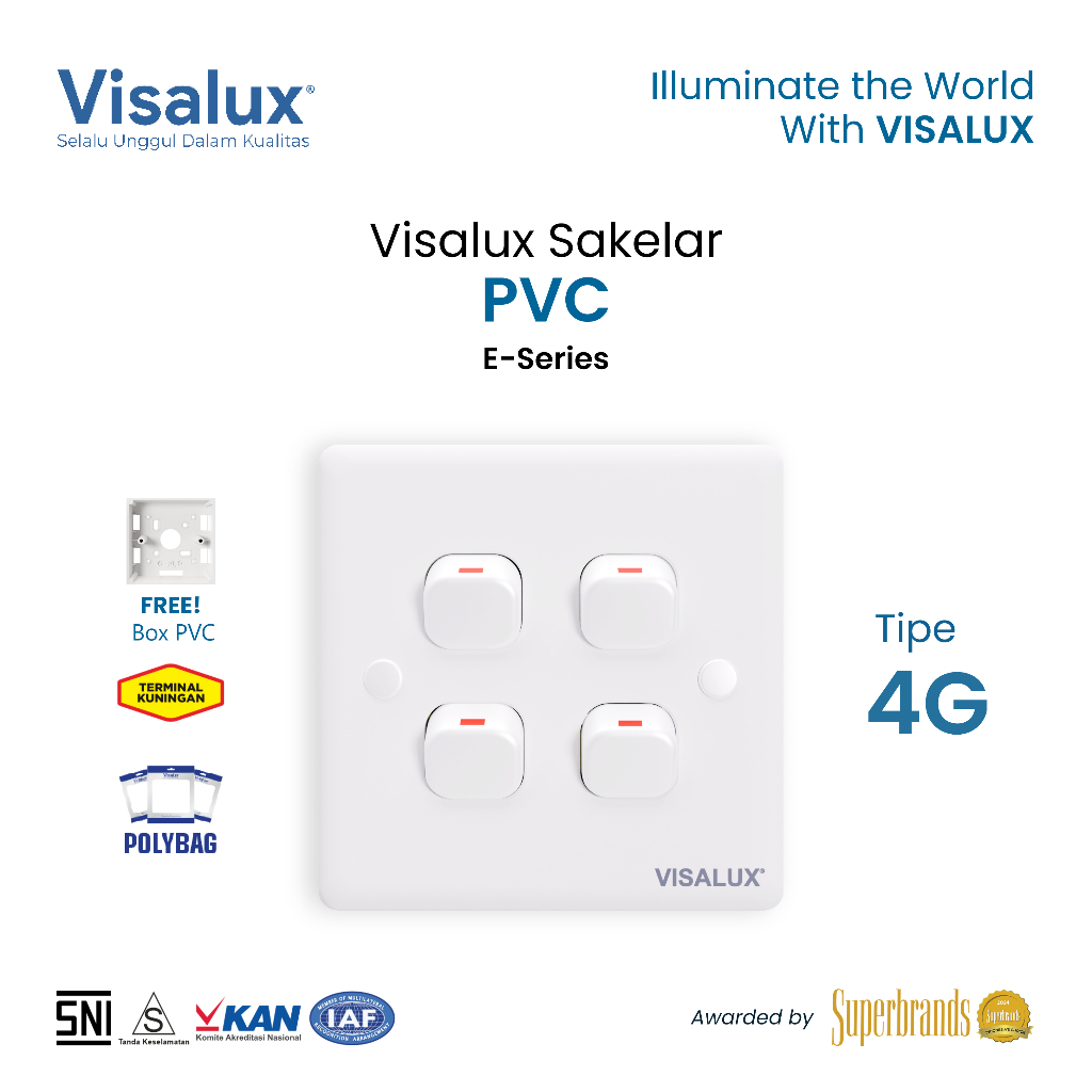 Jual Visalux Saklar PVC E-Series - 4G White / Sakelar Premium (VSE3041 ...