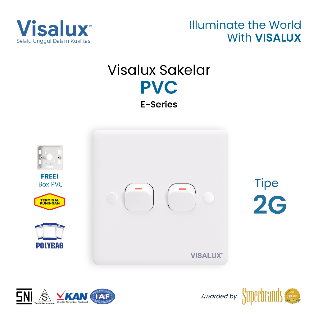 Jual Visalux Saklar PVC E-Series - 2G White / Sakelar Premium (VSE3021 ...