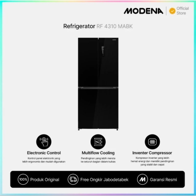 Jual MODENA KULKAS MULTIDOOR 4PINTU DUAL INVERTER 431L RF4310 MABK ...