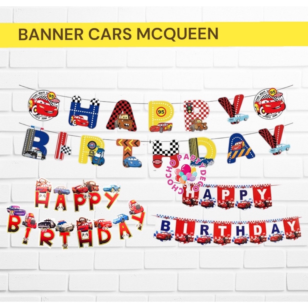 Jual Bunting Flag CARS MCQUEEN / Banner Ulang Tahun Cars | Shopee Indonesia