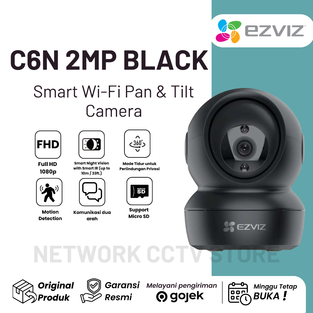 Jual KAMERA CCTV EZVIZ C6N BLACK 1080P 2MP Pan & Tilt Camera | Shopee ...