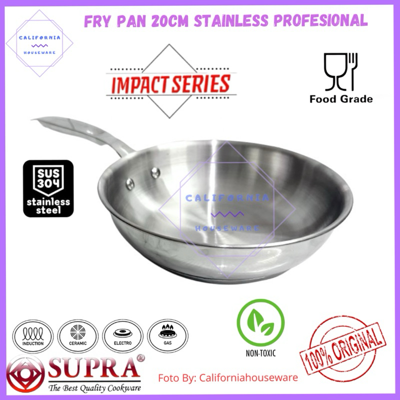 Jual SUPRA Deep Wok 28cm Stainless Steel Preffesional SUS 304 / Fry Pan Stainless Impact Buttom ...