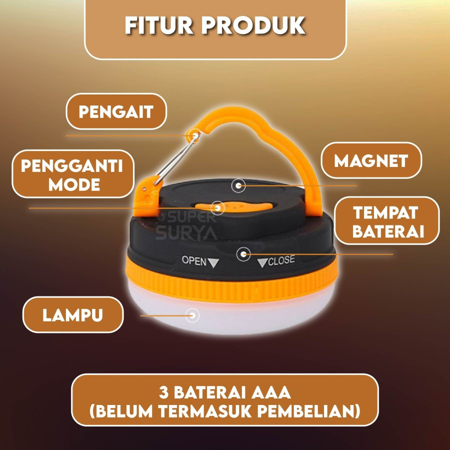 Jual Lampu Bakpao Tenda Gantung 5 Mode Magnetic 180 Lumens Emergency Camping | Shopee Indonesia