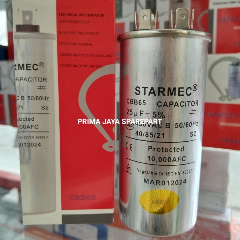 Jual Kapasitor 25 uf Capasitor AC 25 mikro Starmec Original | Shopee Indonesia
