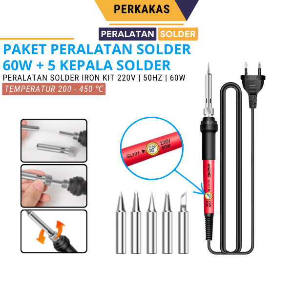 Jual ANENG SL101 Free 5 Mata Solder - Solder Listrik Adjustable Set Lengkap 60 Watt Temperature ...