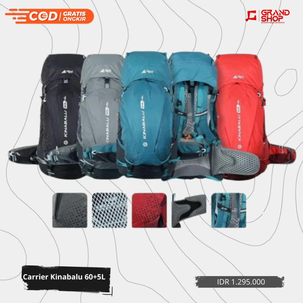 Jual Tas Gunung / Carrier Premium Kinabalu 60+5 Liter Arei Outdoorgear | Shopee Indonesia