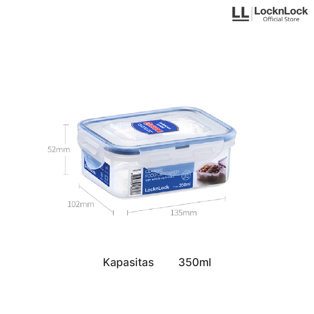 Jual LocknLock Classic Rectangular Short Kotak Makan 350ml - HPL806 ...