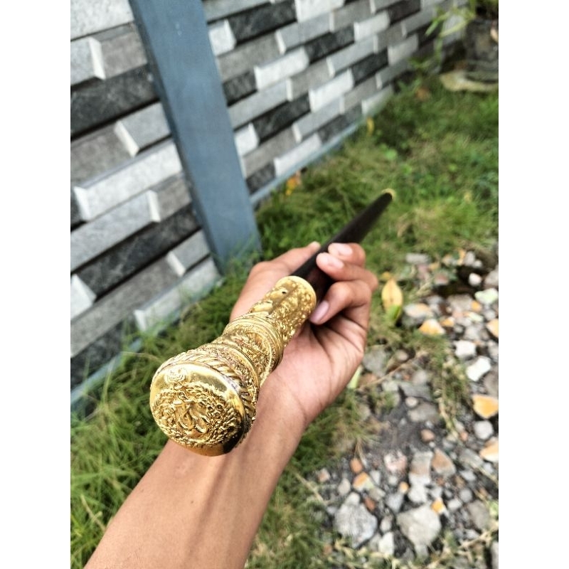 Jual tongkat komando kayu asem super dengan ornamen Wesi kuning TNI Al ...