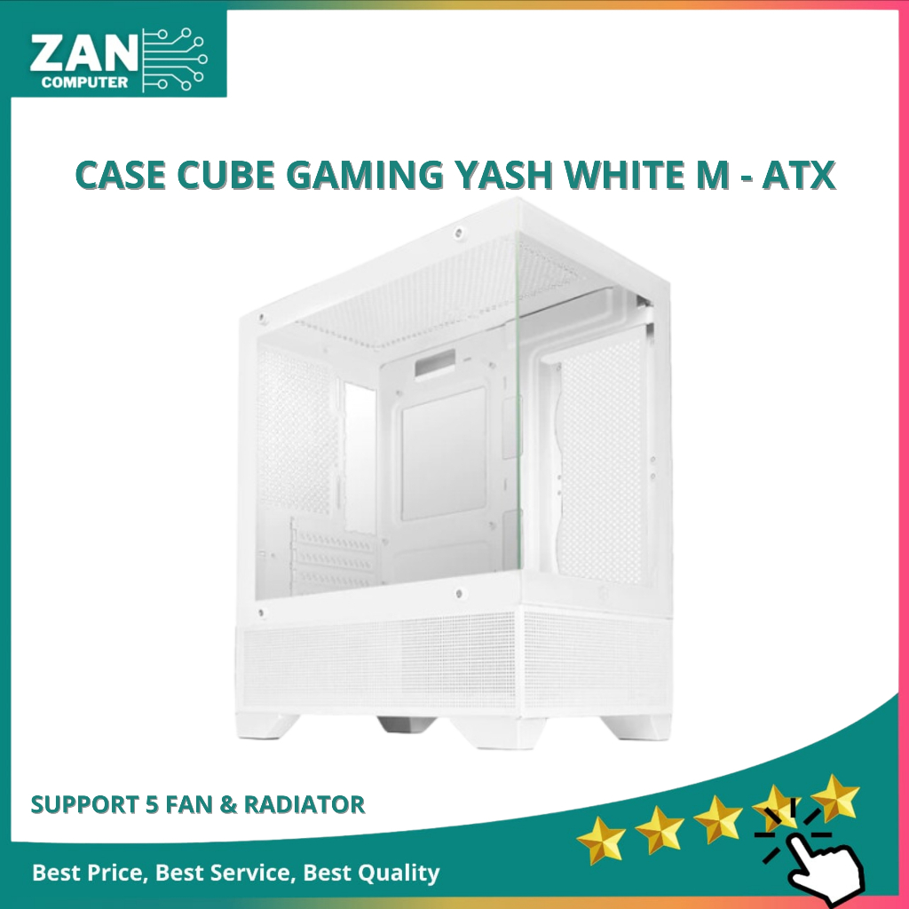 Jual Casing Cube Gaming YASH WHITE - mATX - Tempered / Casing PC Gaming ...