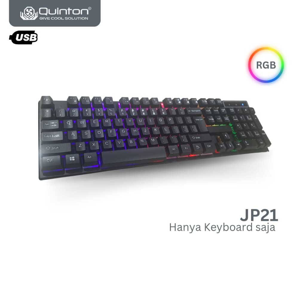 Jual Quinton keyboard led RGB JP21 full size 104 suspended keys hitam untuk laptop, pc computer ...
