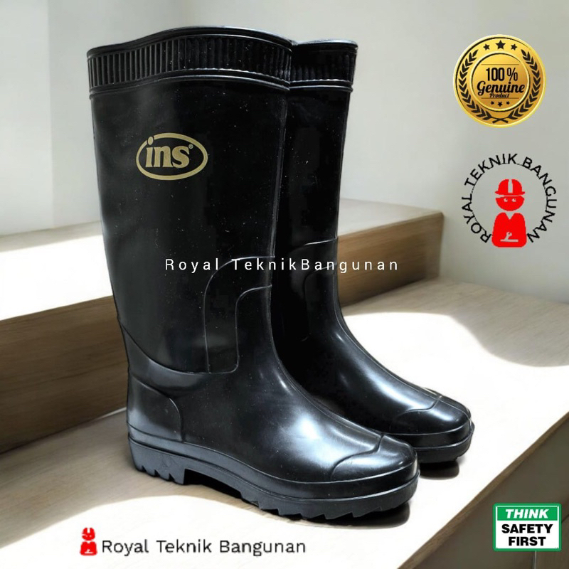 Jual Sepatu Boots Karet Hitam PVC Tebal Proyek Panjang / Safety Bot ...