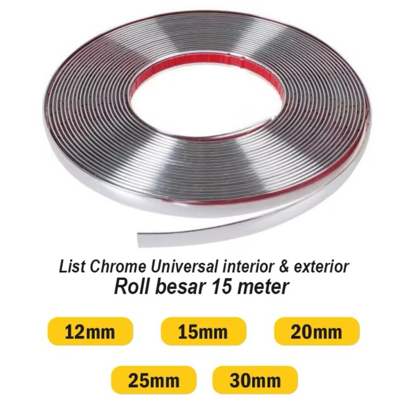 Jual List chrome moulding strip silver jendela bumper lis pintu mobil ...
