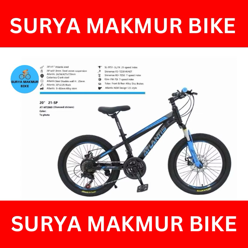 Jual Sepeda Gunung/MTB 20"Atlantis 2069/680 3x7 speed New | Shopee ...