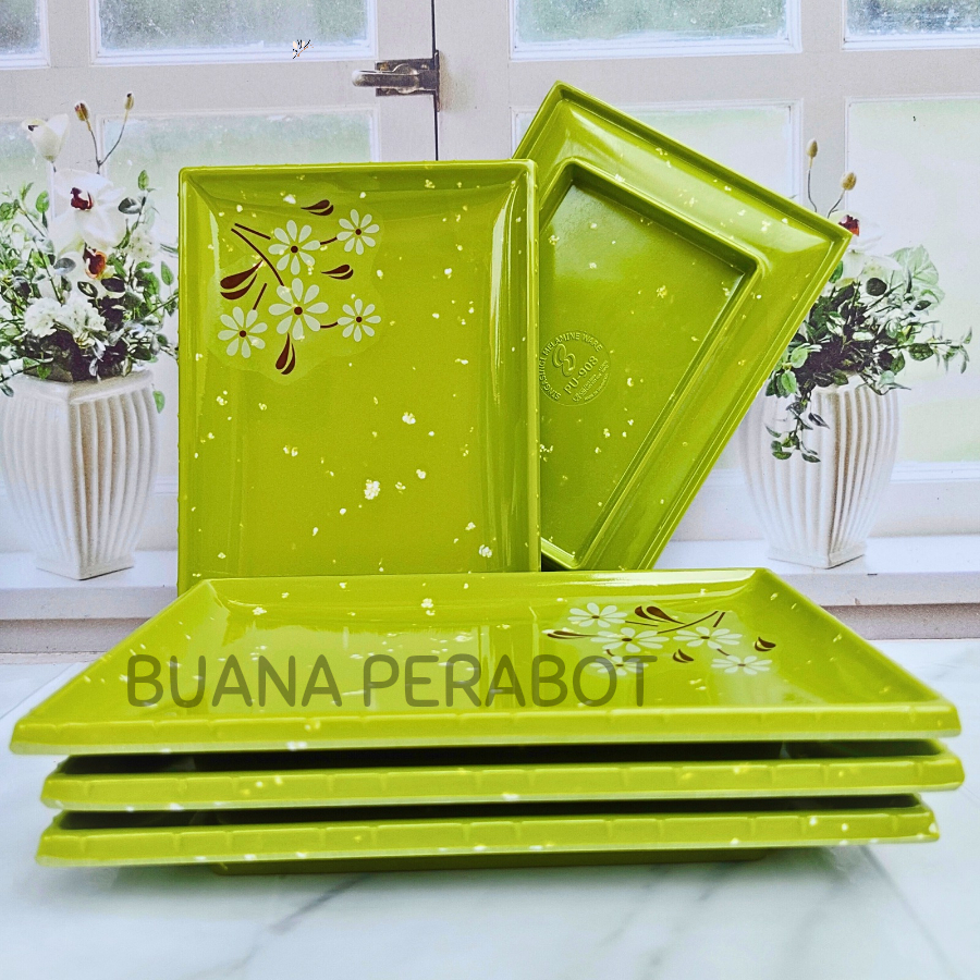 Jual 3 PCS PIRING SAJI MELAMIN PERSEGI MOTIF BUNGA , PIRING SHUSI ...