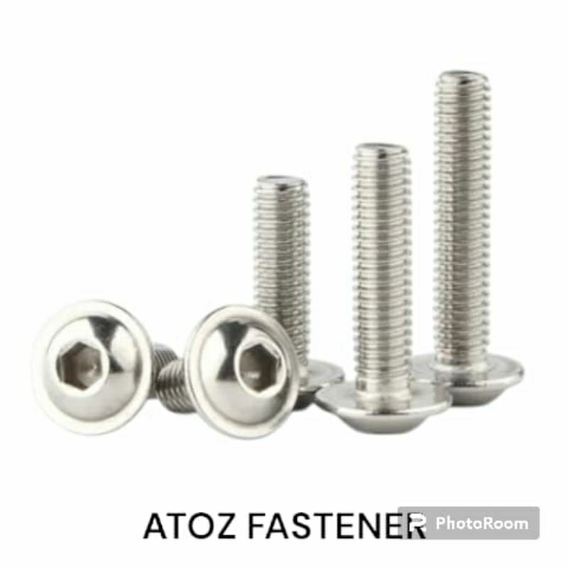 Jual Baut L FLANGE BUTTON HEAD M6 X 10 Stainless Steel 304 A2-70. Drat 10 / Kunci L5 | Shopee ...
