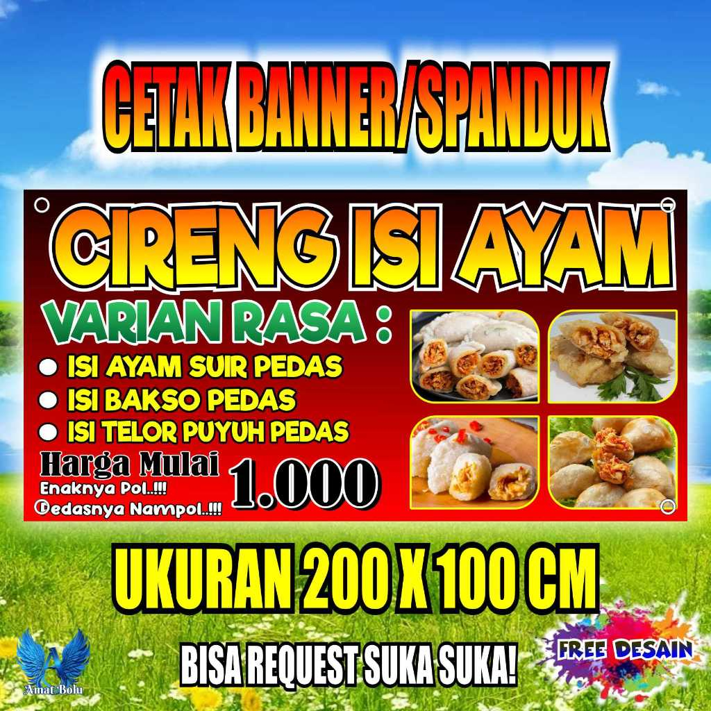 Jual Spanduk Banner CIRENG ISI AYAM Custom Desain | Shopee Indonesia