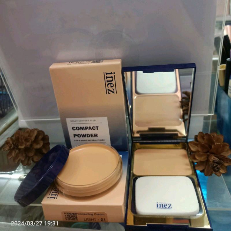 Jual inez paket bedak padat compact dan foundation correcting cream ...