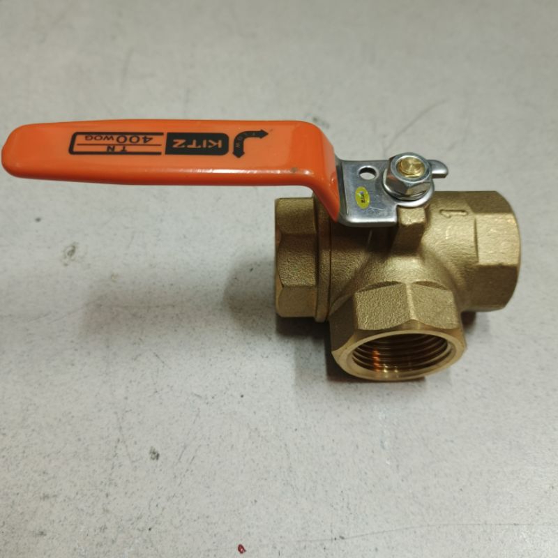 Jual Ball valve Kuningan KITZ tree way 3" Inch Drat / Stop keran 3 Arah ...