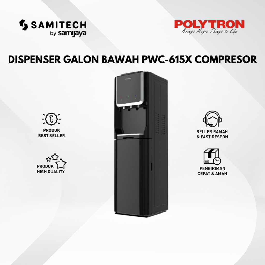 Jual DISPENSER AIR POLYTRON PWC-615X PWC 615X GALON BAWAH COMPRESSOR | Shopee Indonesia