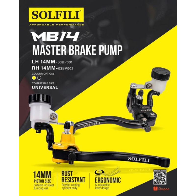 Jual Master Rem SOLFILI MB14 Radial 14MM Nmax Aerox Pcx Adv Vixion R15 ...