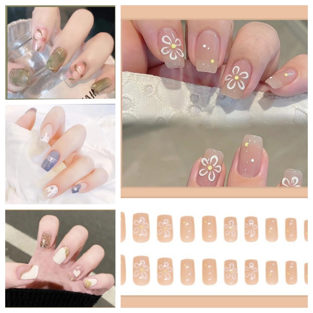 Jual COD 24 Pcs set Kuku Palsu/Fake Nail Art Cantik & Trendy/Fake Nails ...