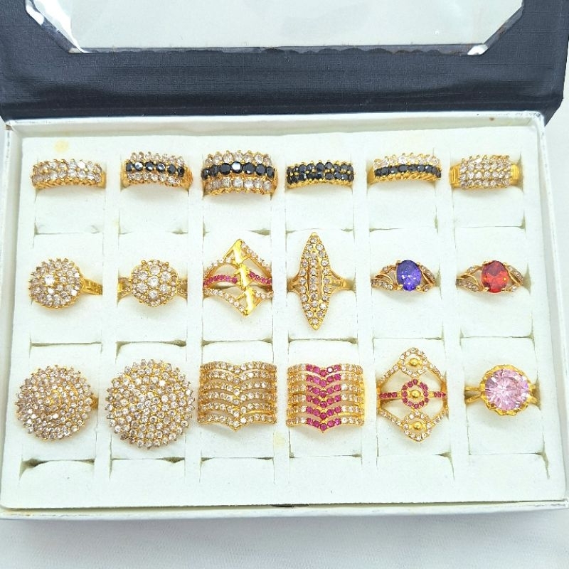 Jual cincin suasa atau swasa lapisan emas 24k permata tembakan berlian ...