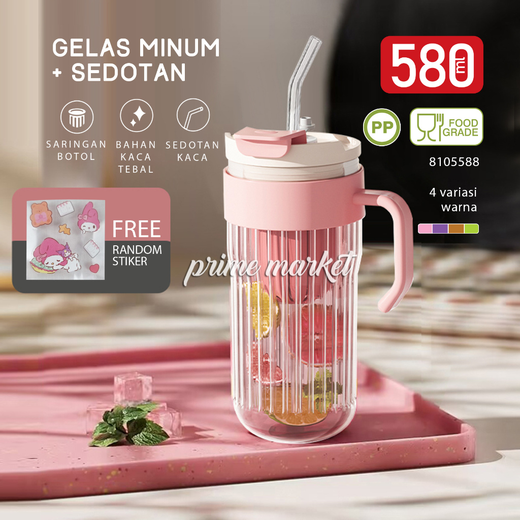Jual Tumblr Kaca Sedotan Aesthetic Gelas Minum Kaca Tebal Glass Cup ...