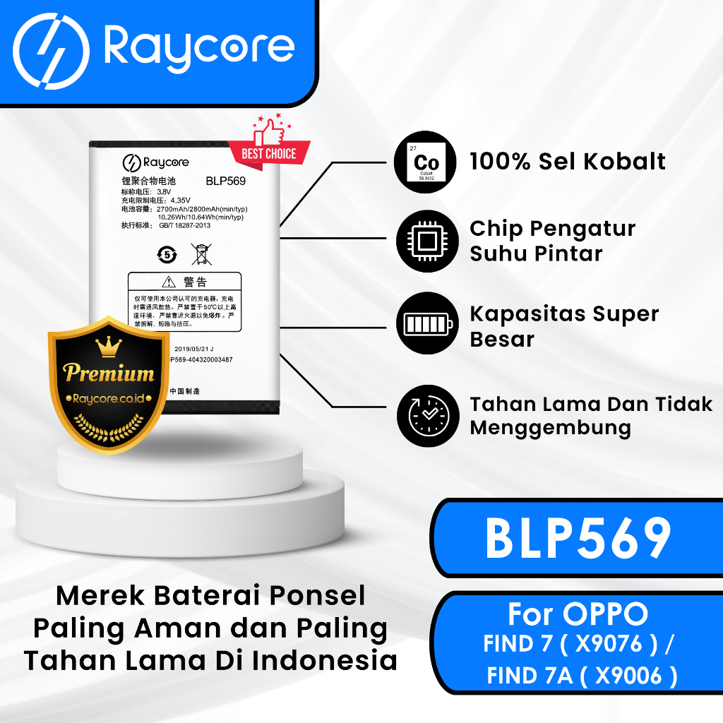 Jual Raycore - Baterai BLP569 / BLP575 FOR OPPO FIND 7 ( X9076 ) / FIND 7A ( X9006 ) | Shopee ...