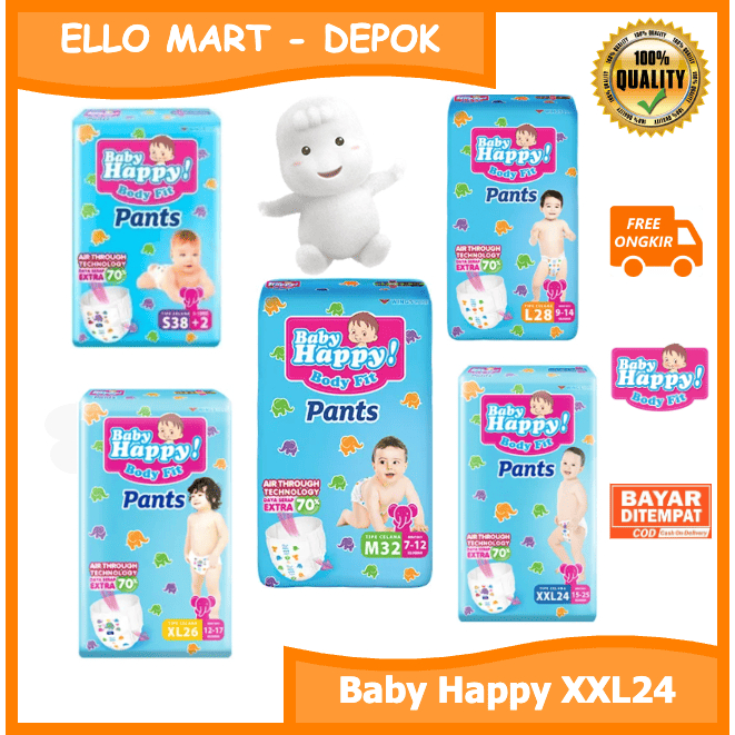Jual Baby Happy S38/M32/L28/XL26/XXL24 | Shopee Indonesia