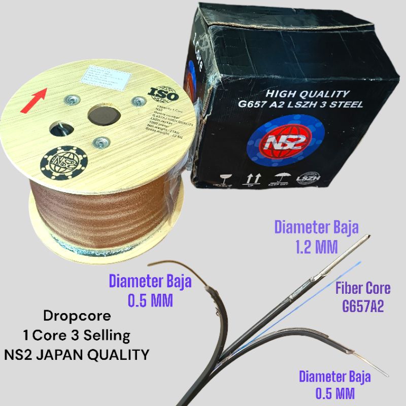 Jual dropcore 1 core 3 seling NS2 high quality fiber optic / kabel fo ...