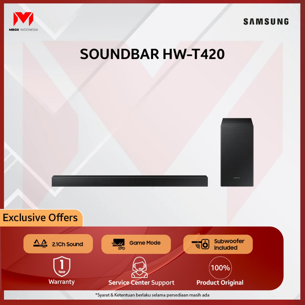 Jual Samsung Soundbar HW-T420 2.1 Ch, 200 W (2020) | Shopee Indonesia